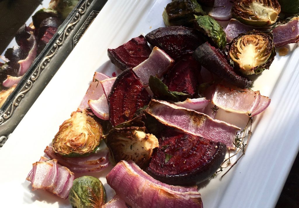 Roasted Red Beets & Brussels Sprouts Recipe - Just Short of Crazy